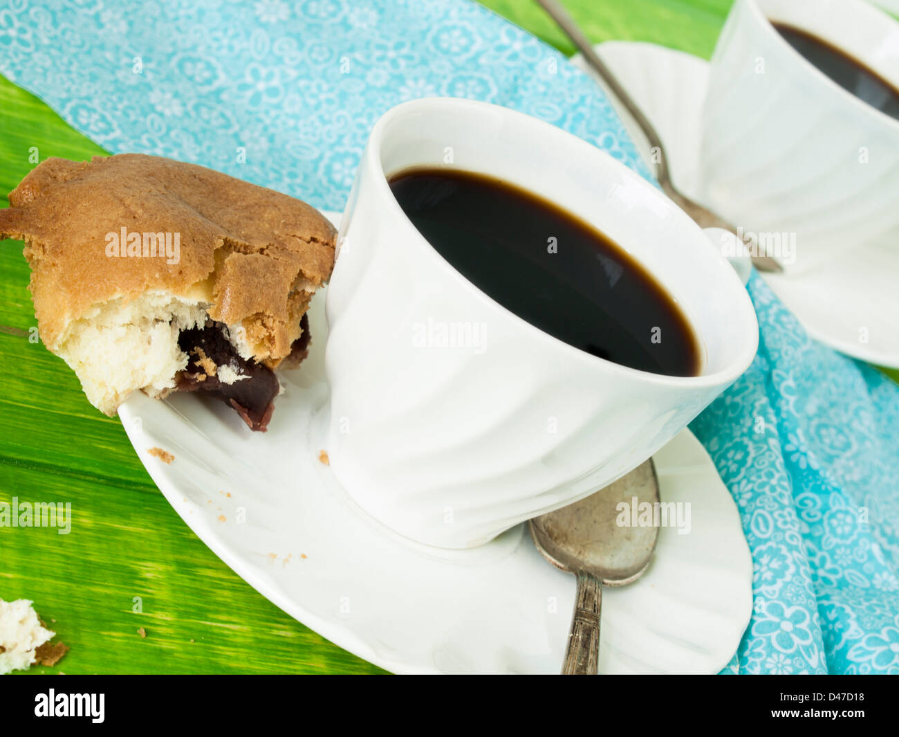 Breakfast with gourmet roti bun and coffee Stock Photo - Alamy