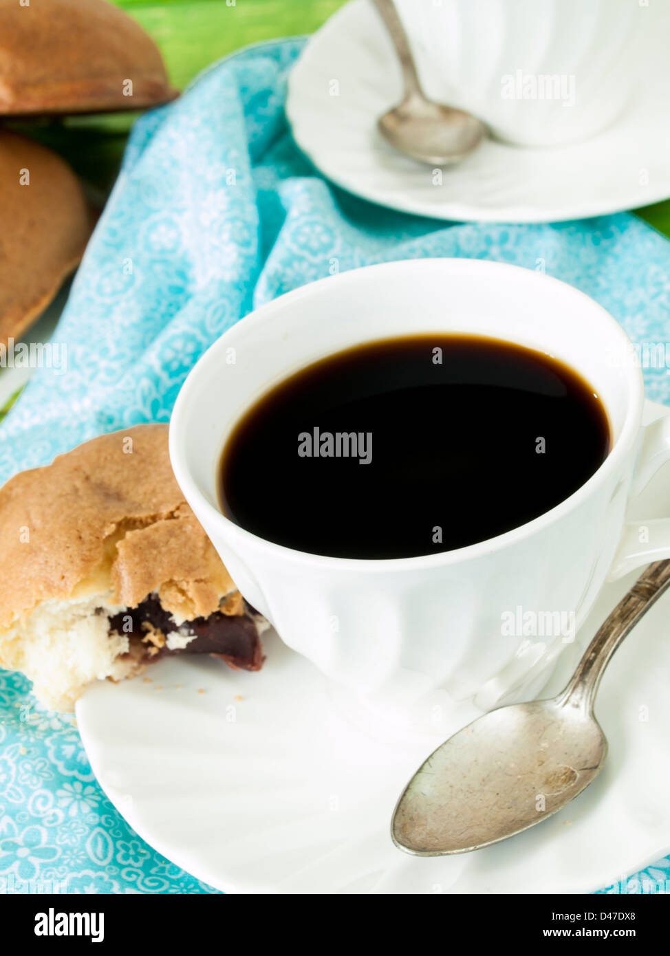 Breakfast with gourmet roti bun and coffee Stock Photo - Alamy