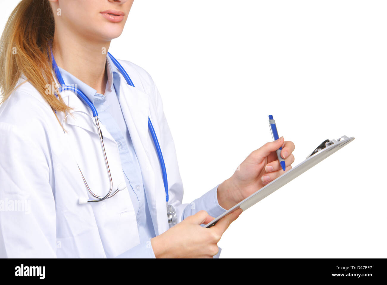 Doctor taking notes with a chart Stock Photo - Alamy