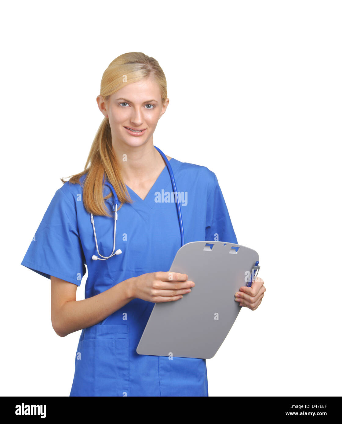 Nurse with a chart in the studio Stock Photo - Alamy
