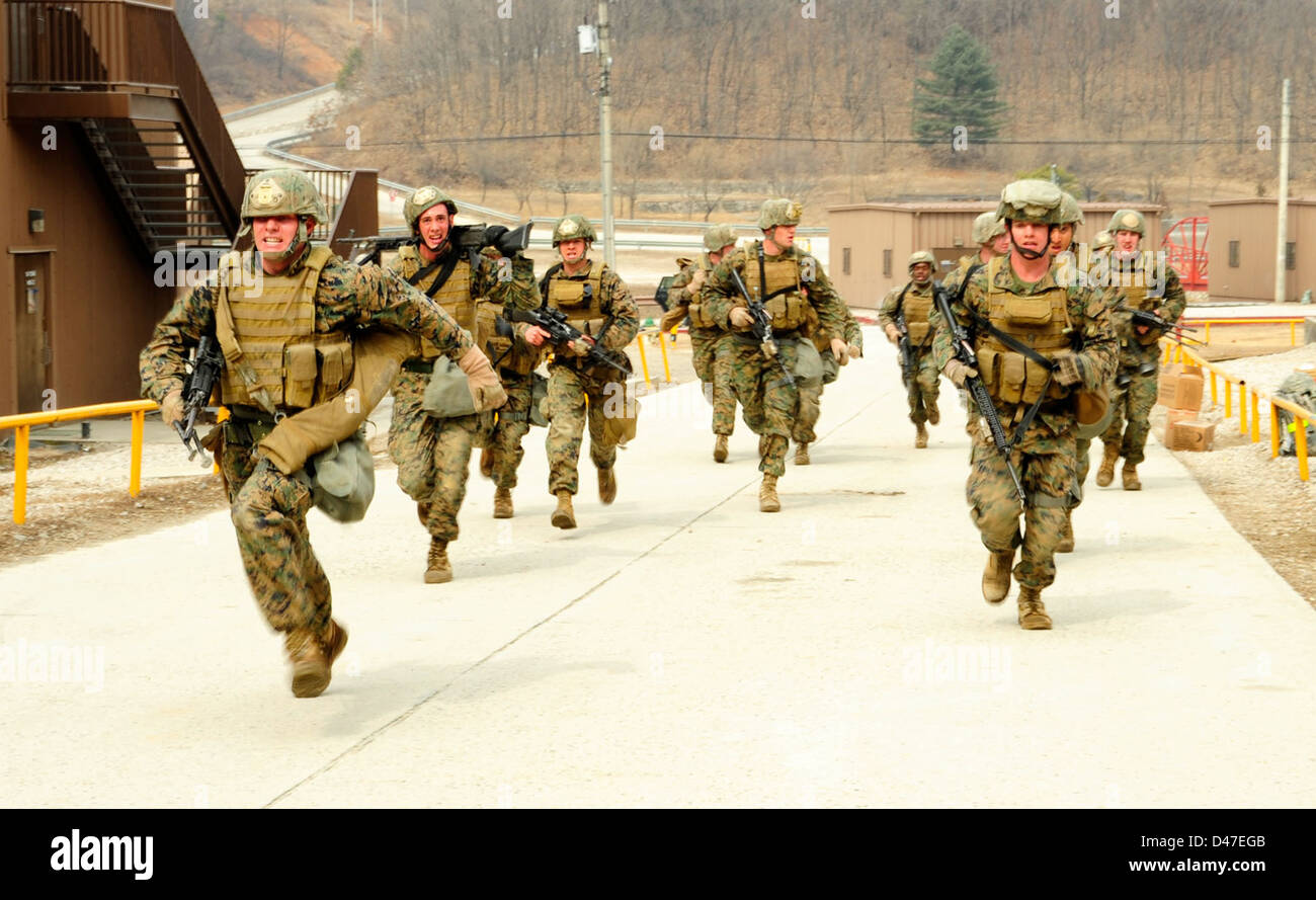 Marines from the U.S. and Republic of Korea conduct tactical movement ...