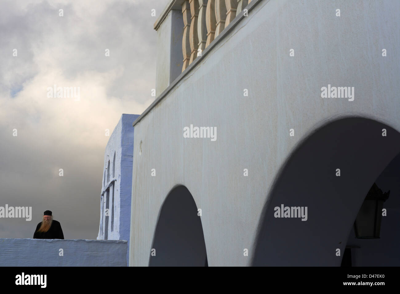 Greece, Cyclades islands, Tinos, Kechrovouniou Monastery Stock Photo ...