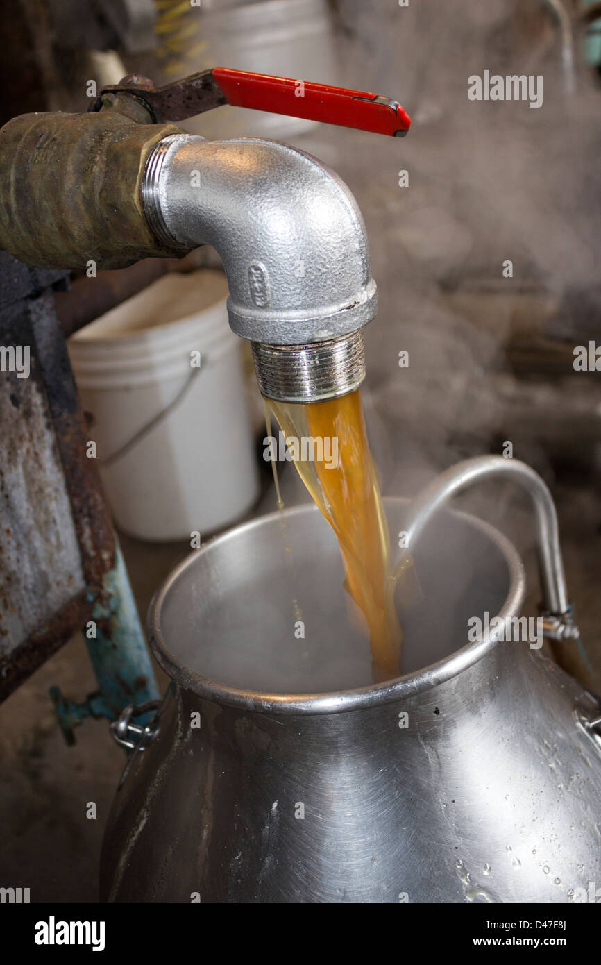 Maple syrup being made, Woods Cider Mill, Springfield, Vermont, USA ...