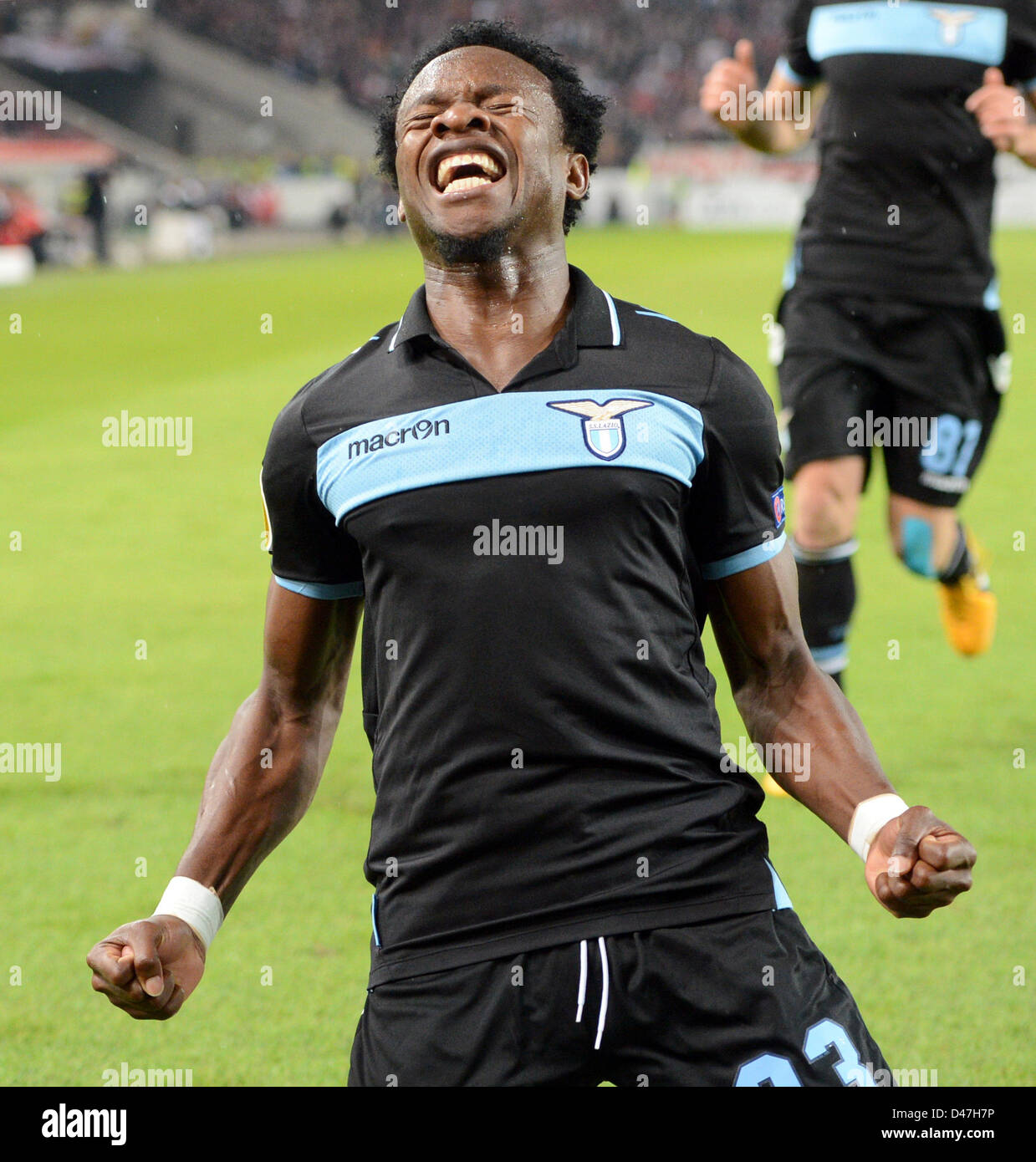 Rome's Ogenyi Onazi celebrates after scoring the 0-2 during the UEFA ...