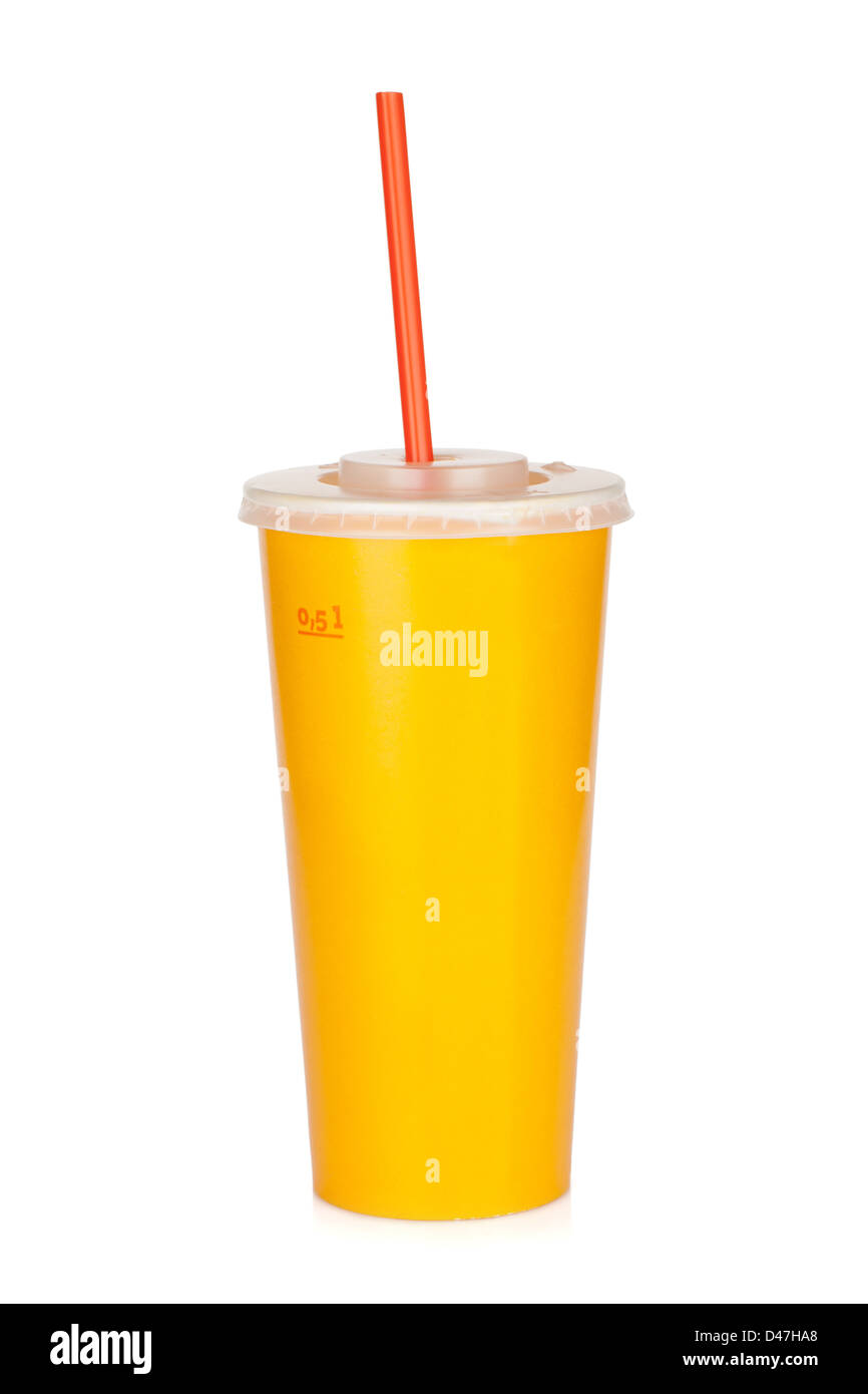 Fast food drink with straw. Isolated on white background Stock Photo ...