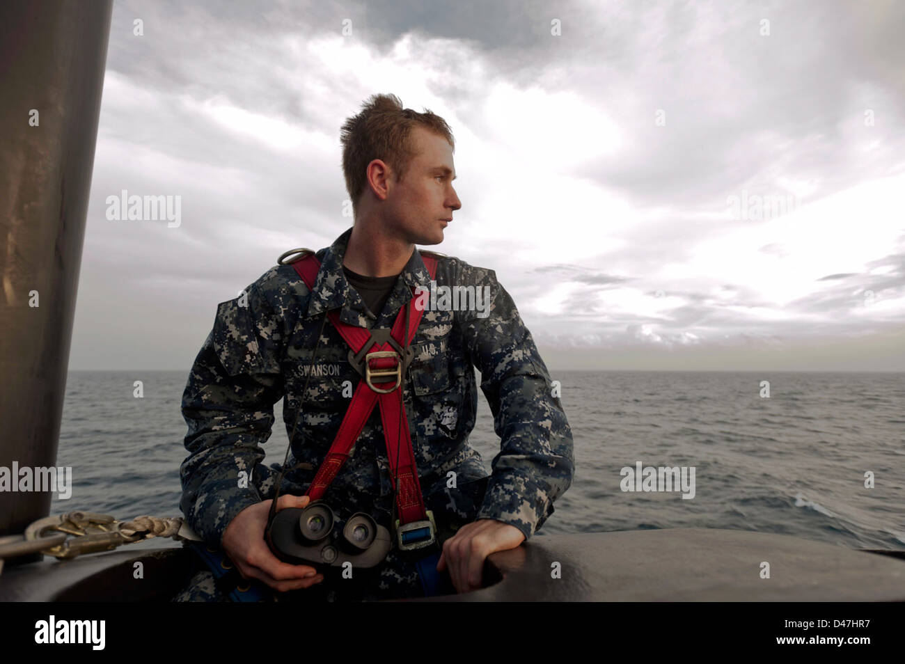 A Sailor on lookout watch aboard the USS Tennessee (SSBN 734) during a ...