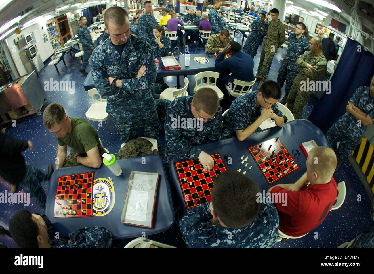Sailors and Marines participate in a chess tournament Stock Photo - Alamy