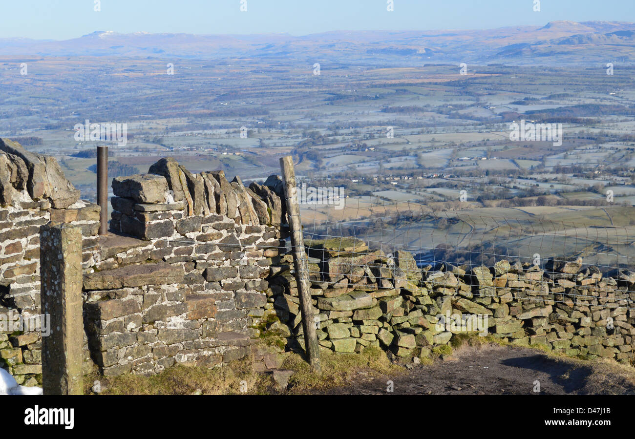 Stone Stile in Dry Stone Wall on the Summit Pendle Hill Looking Towards ...