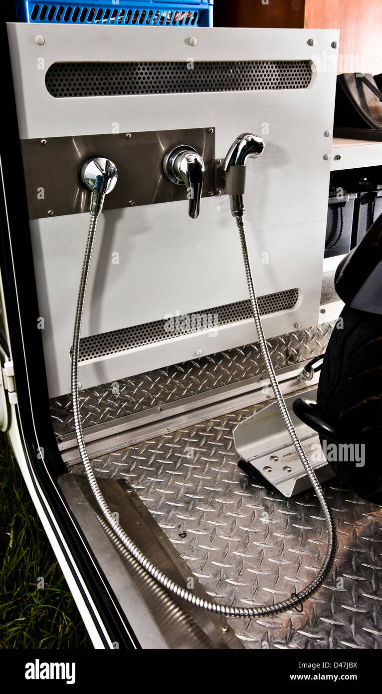 External storage compartment with fitting in luxury Concorde motorhome ...