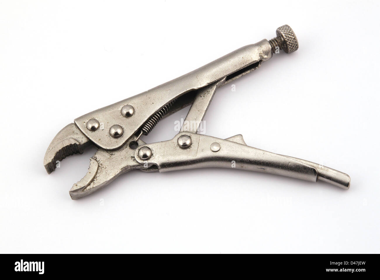 Chrome vice grip on a white background Stock Photo - Alamy