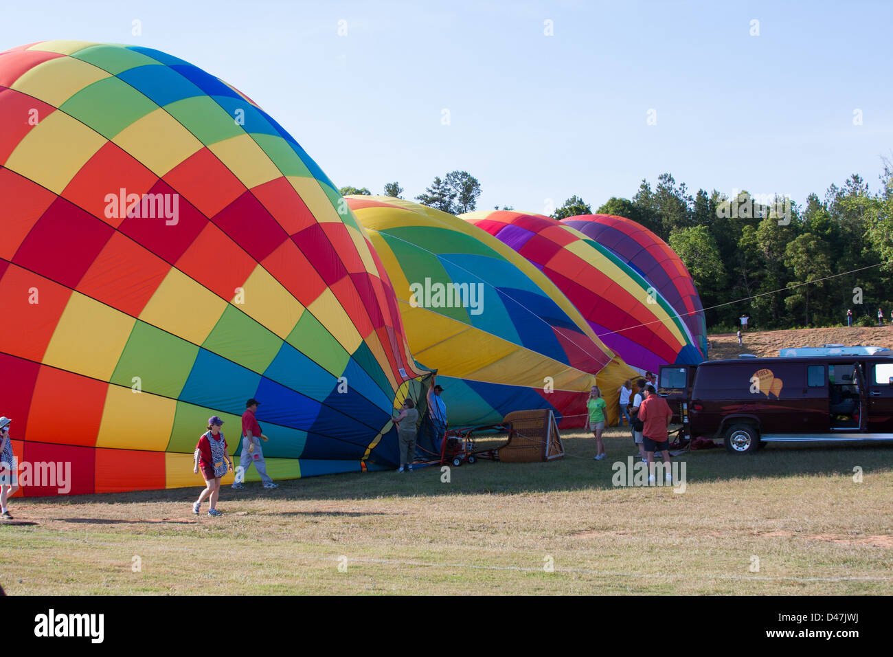 Hot Air Balloons Getting Ready Stock Photo - Alamy