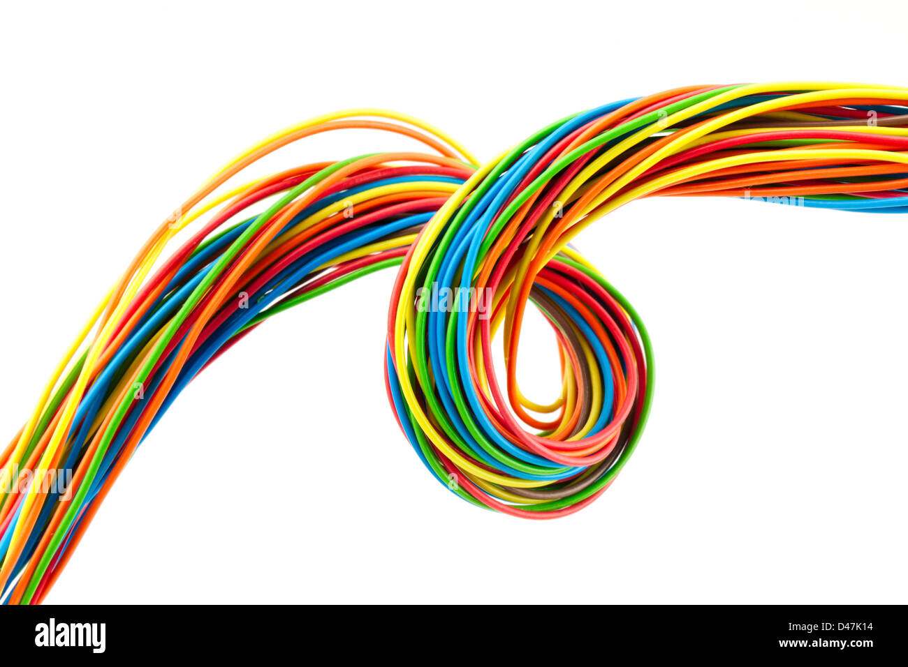 Bunch of different colors wires. Isolated on white Stock Photo - Alamy