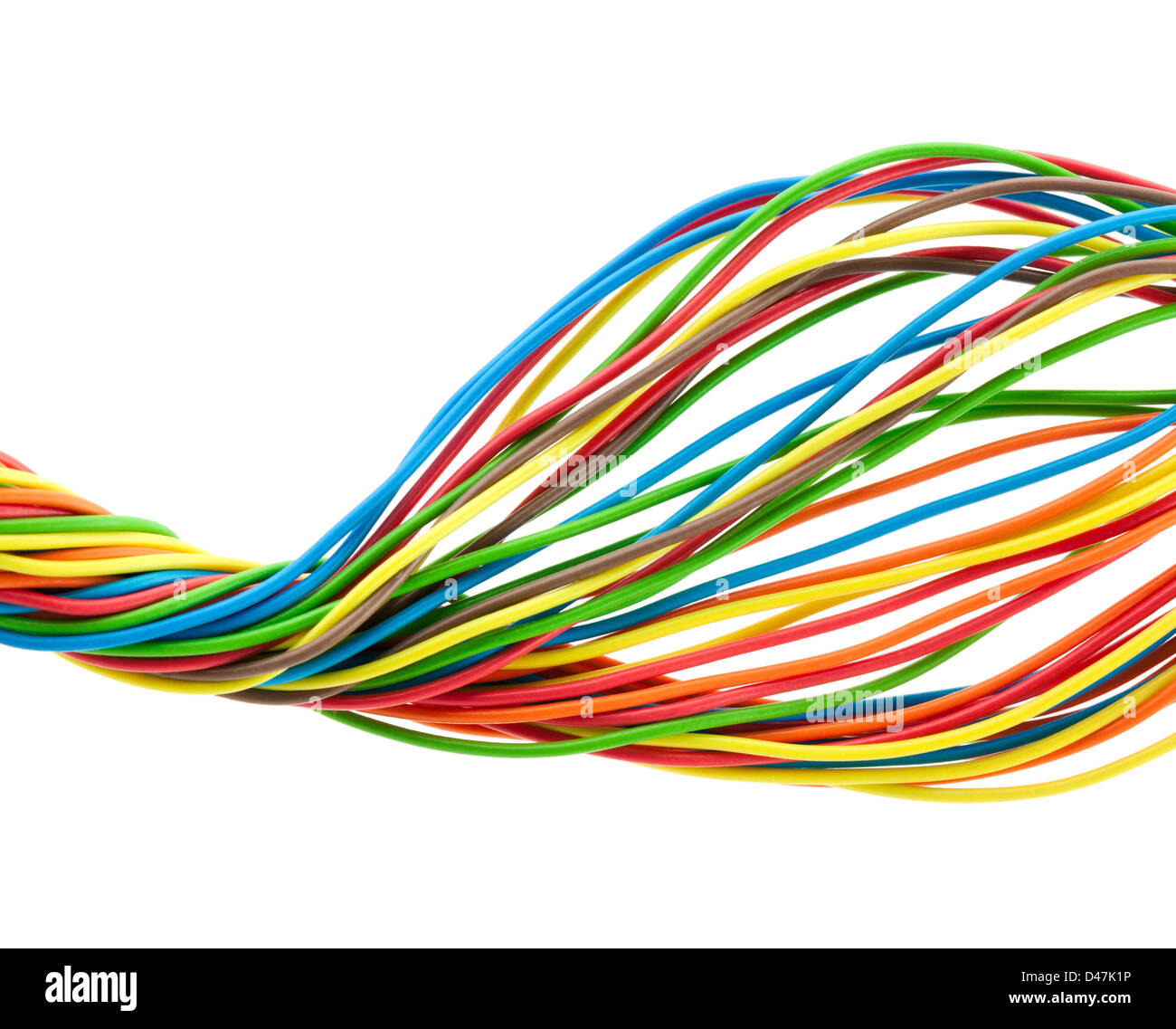 Bunch of different colors wires. Isolated on white Stock Photo - Alamy