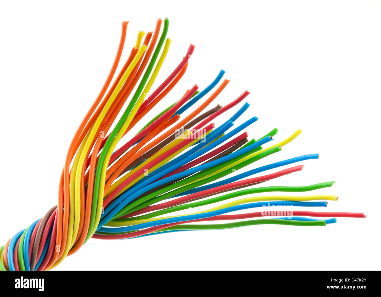 Bunch of different colors wires. Isolated on white Stock Photo - Alamy