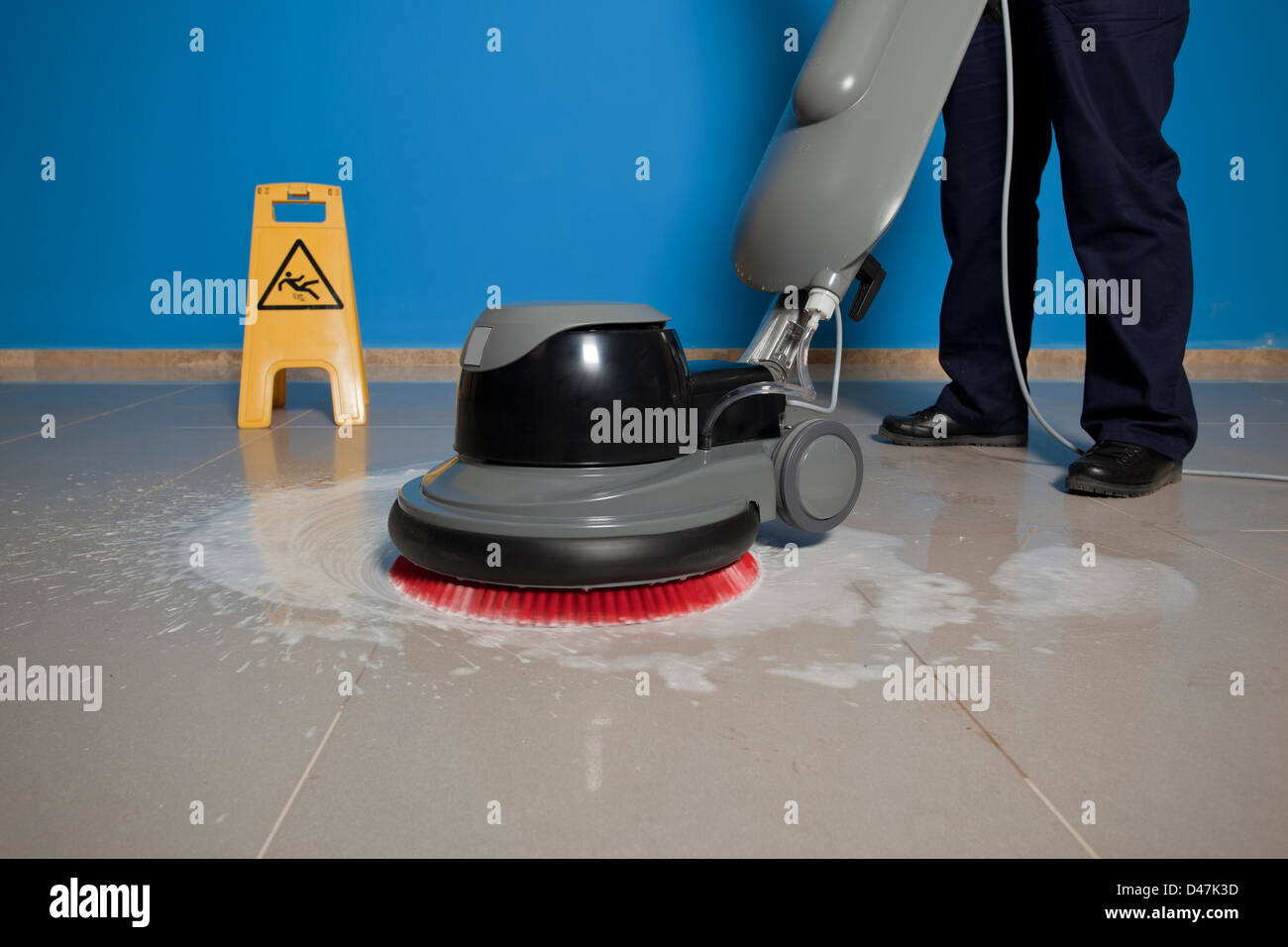 cleaning floor with machine Stock Photo - Alamy