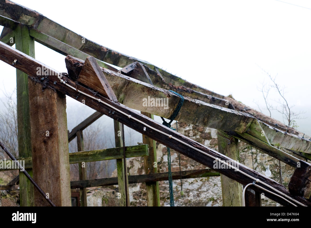 Exposed Roof truss on Dartmoor,architecture, beam, bearer, blue, brace ...