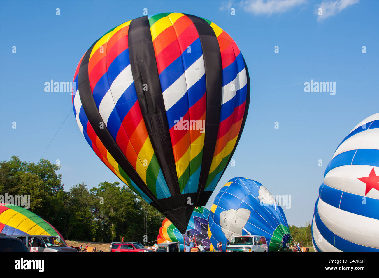 Hot Air Balloons Getting Ready Stock Photo - Alamy