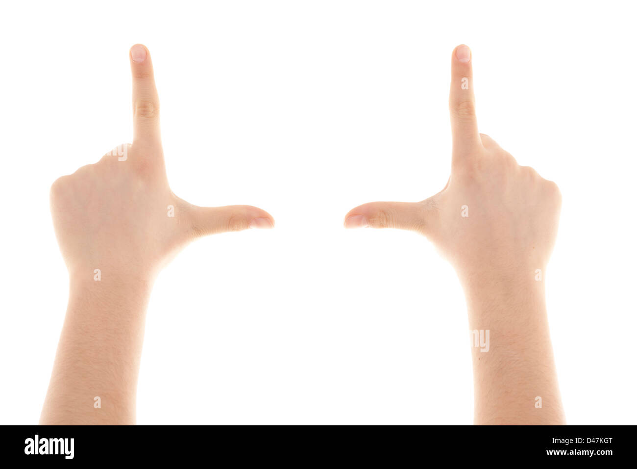 hands showing over white background Stock Photo - Alamy