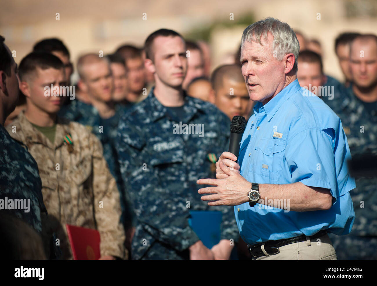 SECNAV Ray Mabus addresses Sailors and Marines aboard USS New Orleans ...