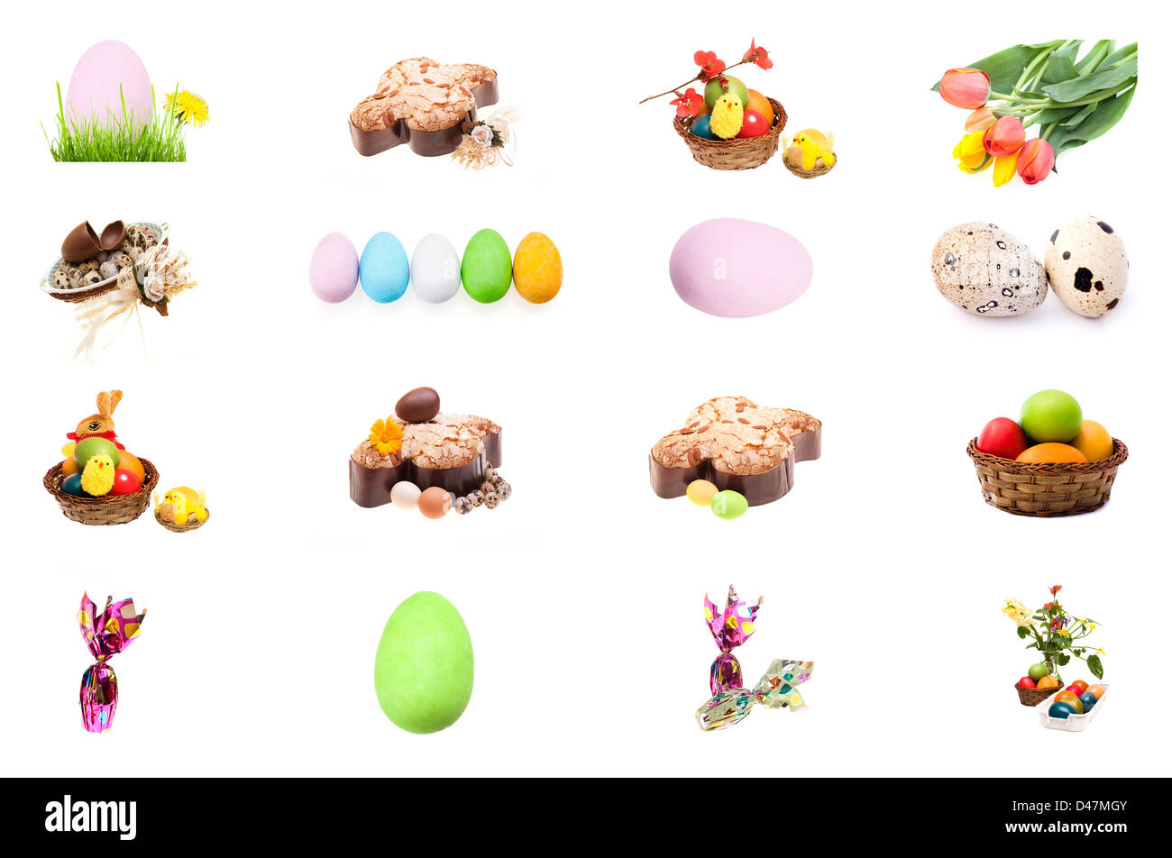 Easter Collage Over White Stock Photo - Alamy