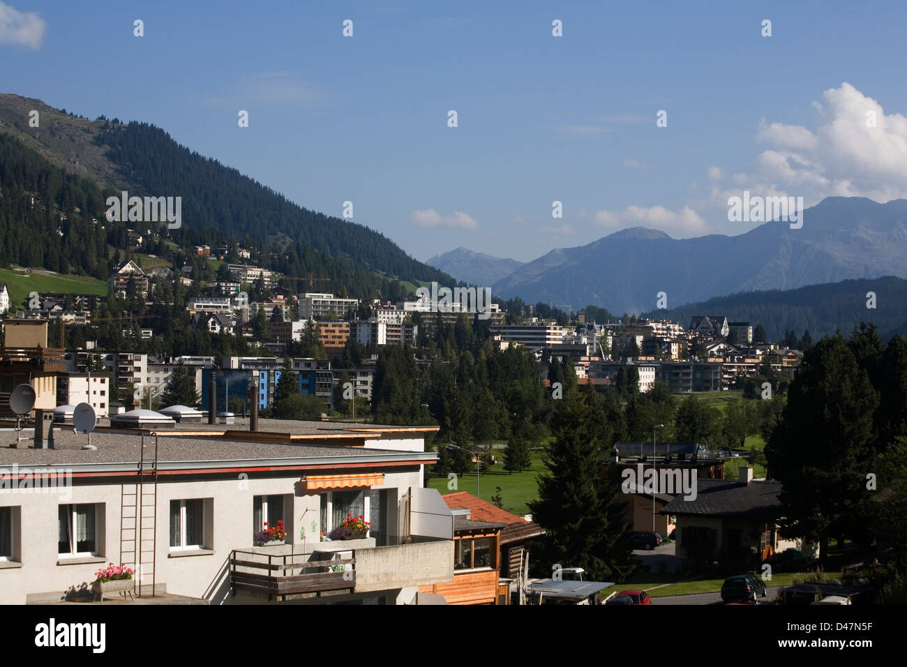The town of Davos in The Landwasser Valley Graubunden Switzerland Stock ...