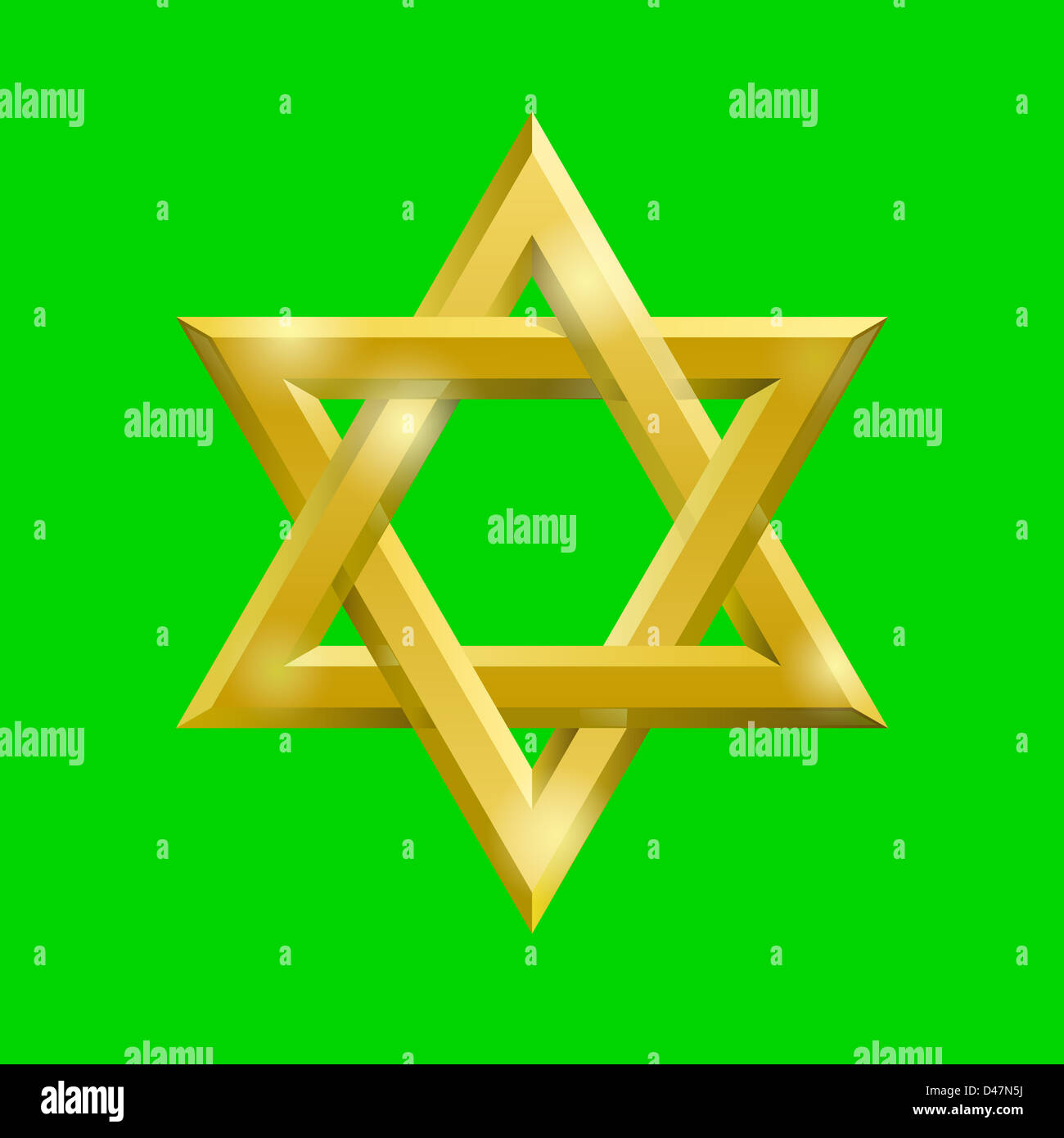 Golden David star on the green screen, removable chroma key background ...