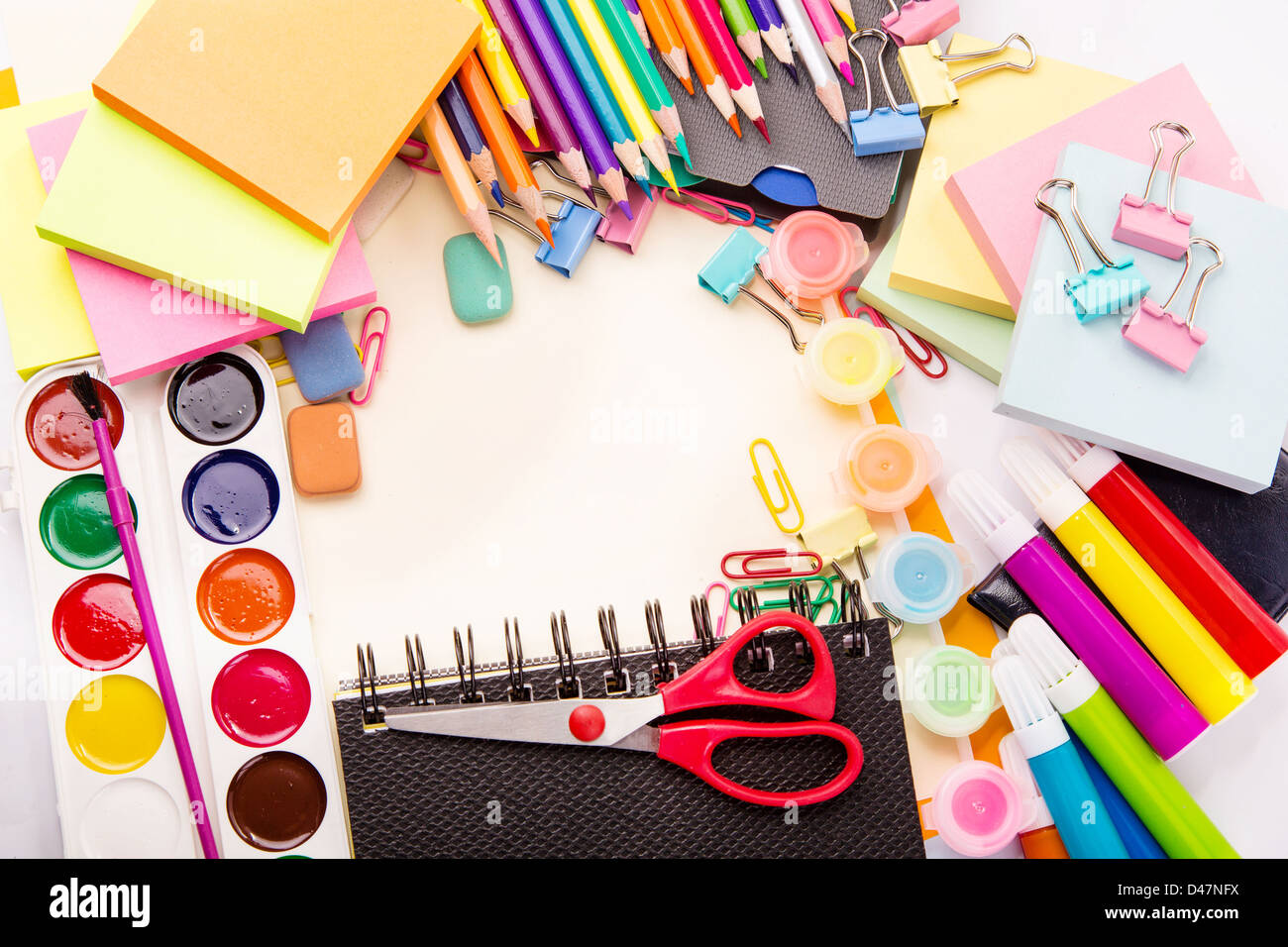 School and office stationary isolated on white. Back to school concept ...