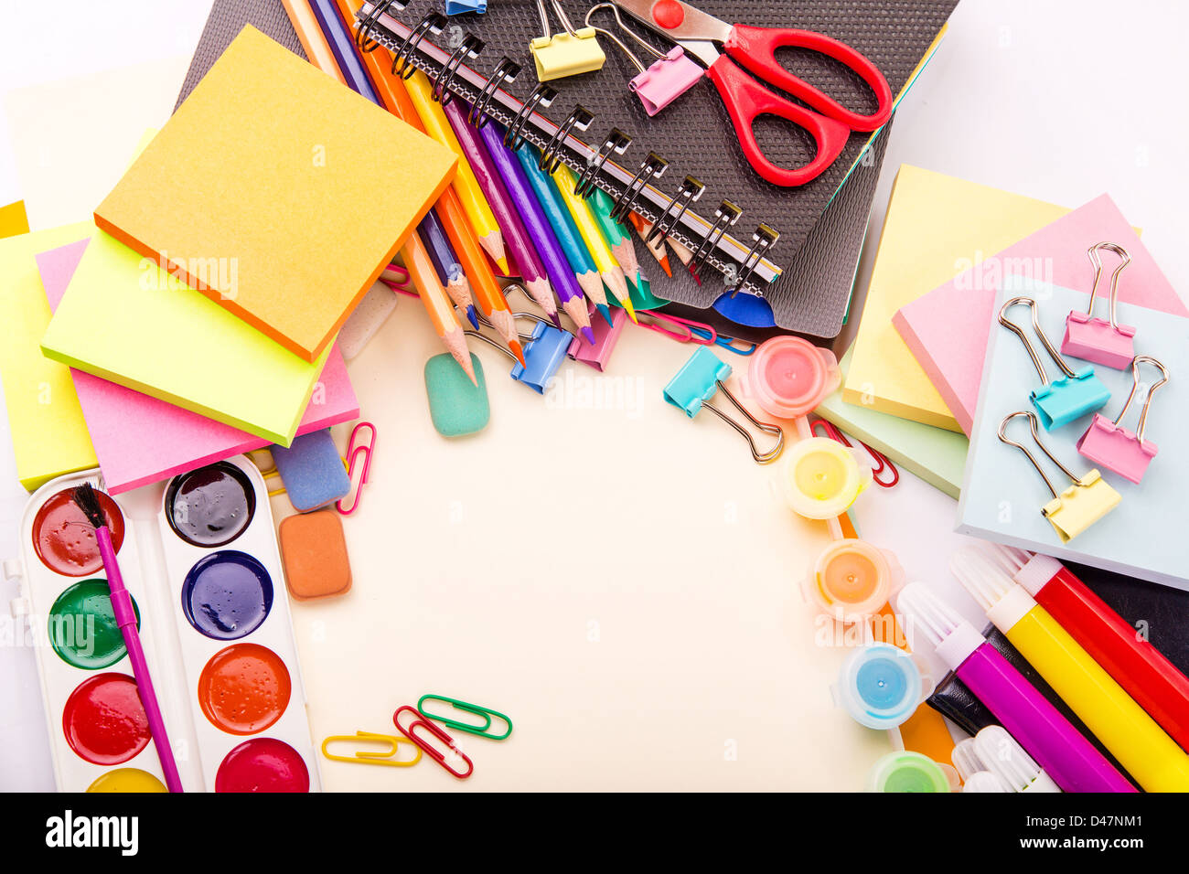 School and office stationary isolated on white. Back to school concept ...