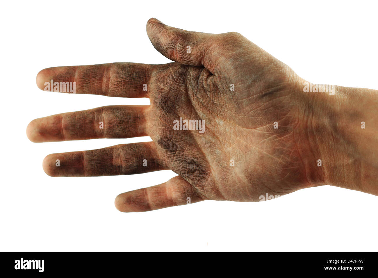 Dirty hand on white background Stock Photo - Alamy