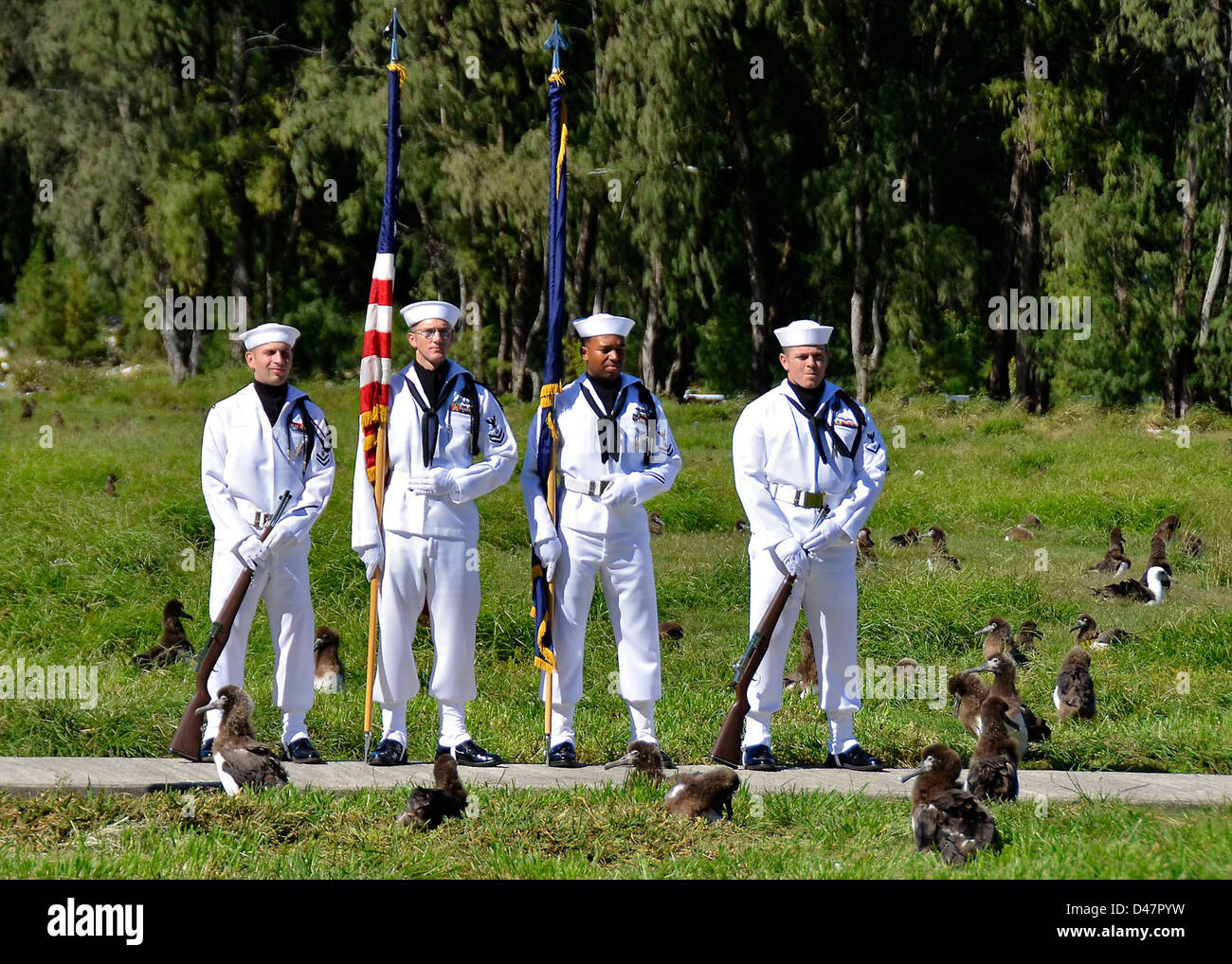 The Navy Region Hawaii Honors and Ceremonies Detachment participates in ...