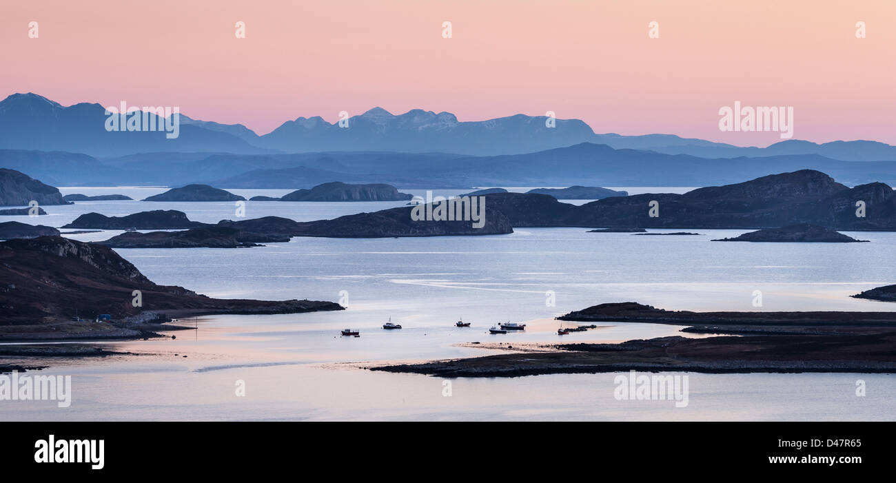 View over Summer Isles at Althandhu near Achiltibuie in Scotland Stock ...