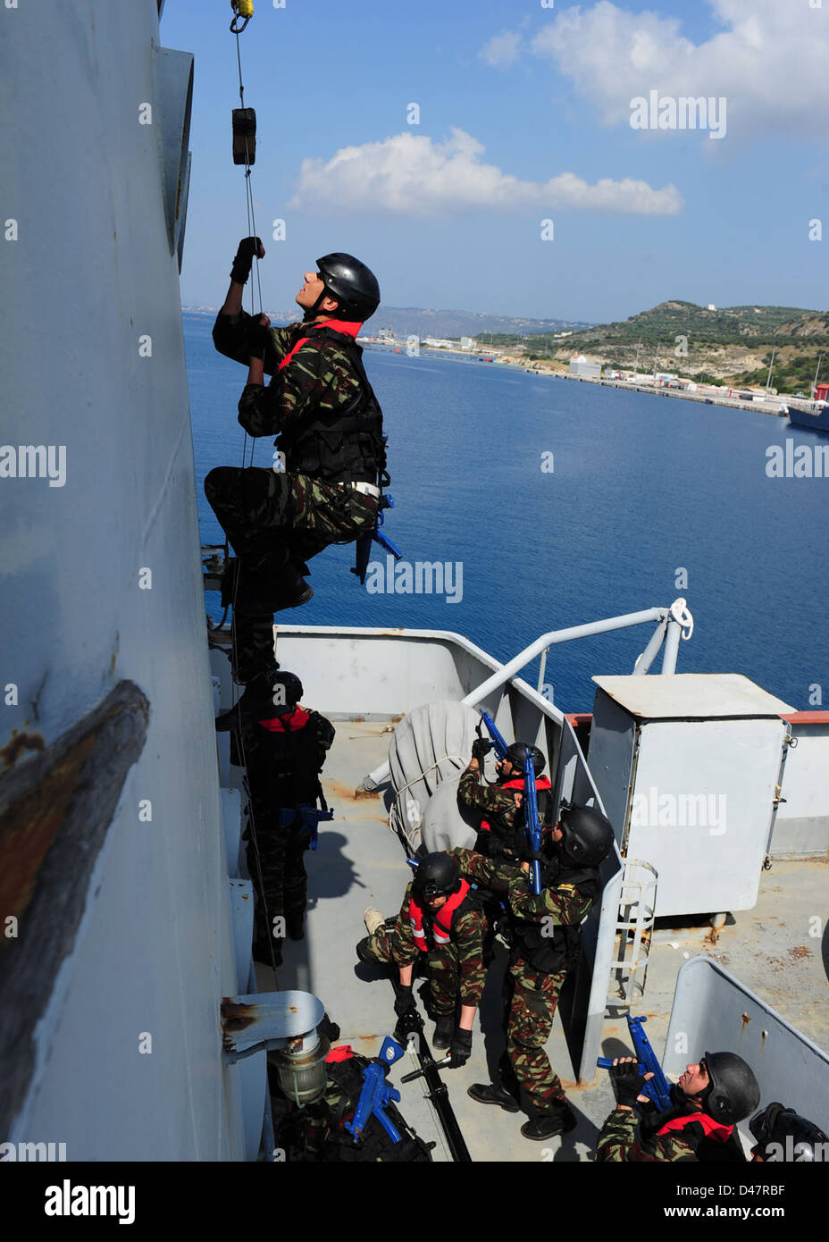 Moroccan sailors conduct boarding exercises Stock Photo - Alamy