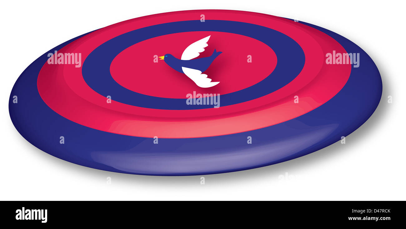 red and blue 3D Frisbee with bird icon, graphic in 3d with effect Stock ...