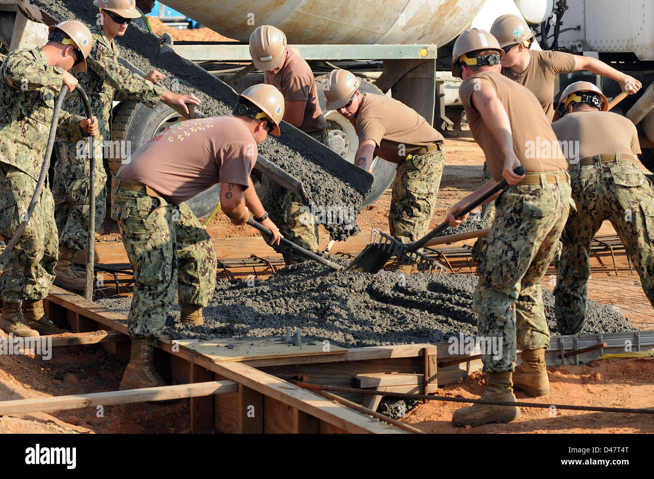 Seabees at the Naval Construction Battalion Center Gulfport pour ...