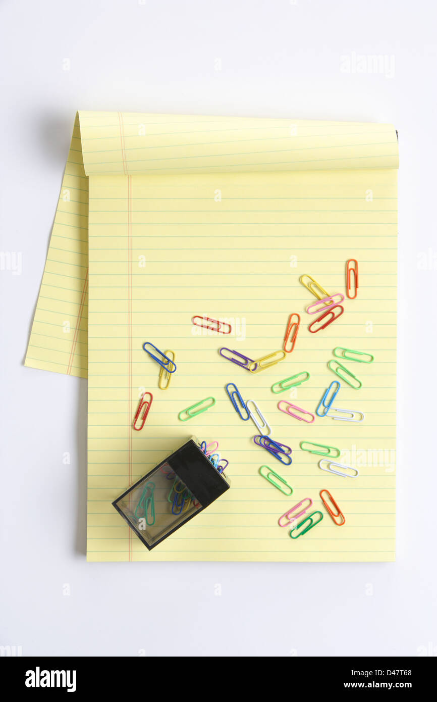 Blank legal pad with paper clips Stock Photo - Alamy