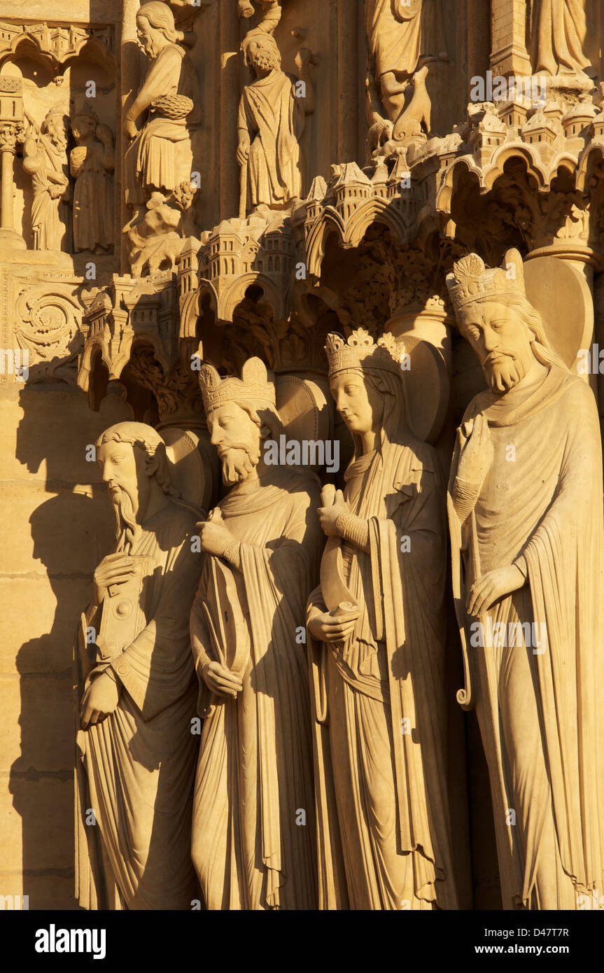 French Gothic. Statues on the West Front of Notre Dame Cathedral. They ...