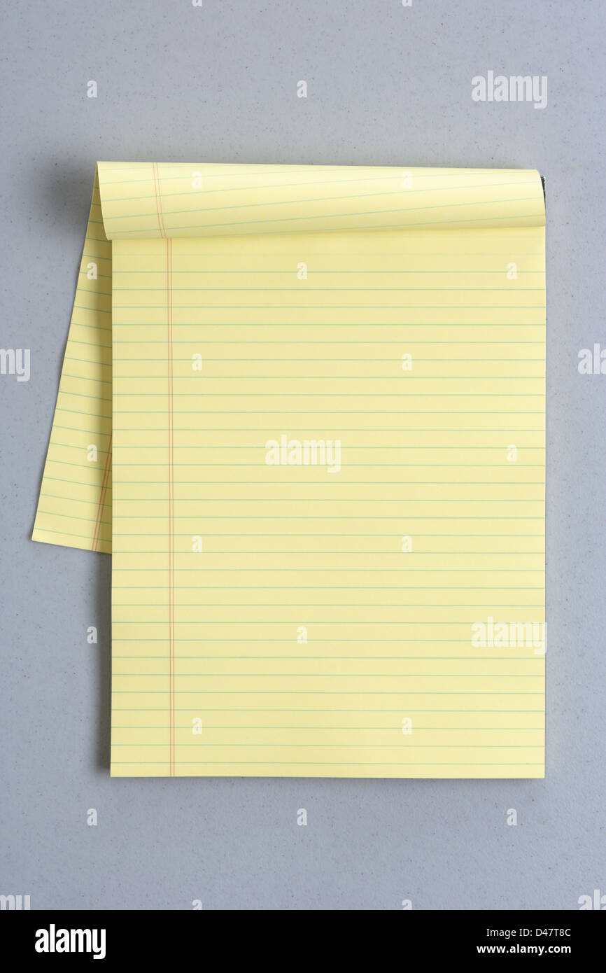 Blank legal pad on a modern grey desk Stock Photo - Alamy