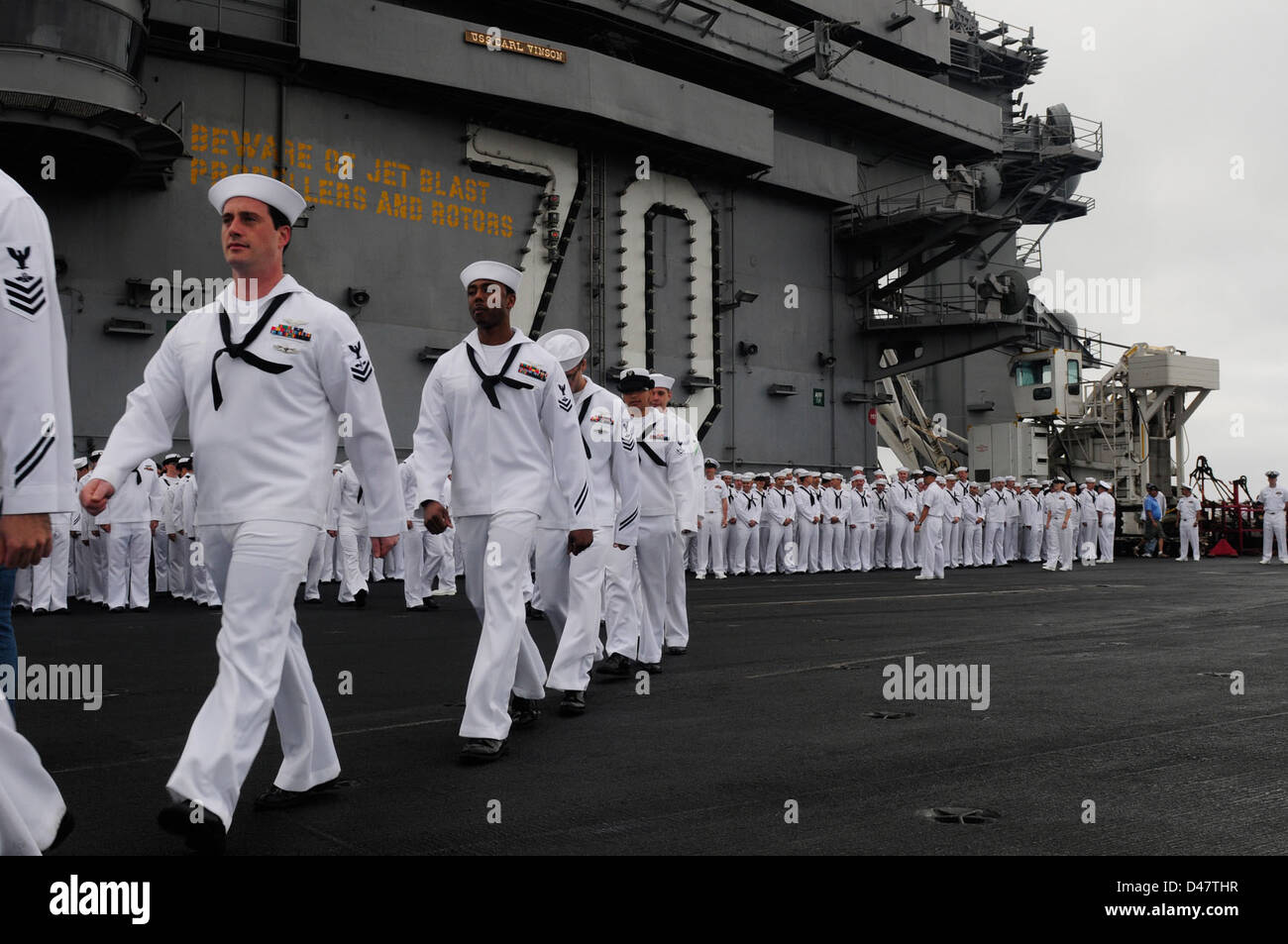 Sailors prepare to man the rails Stock Photo - Alamy