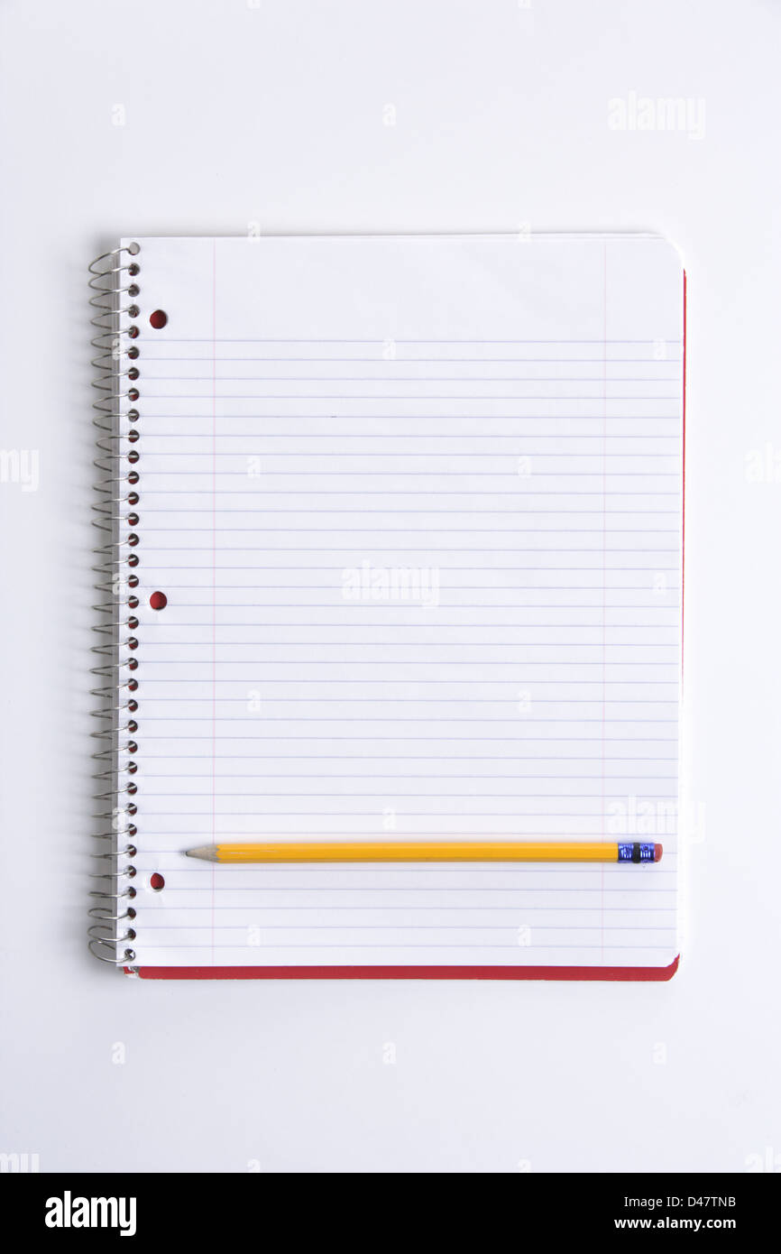 Blank notebook on desk at school or office Stock Photo - Alamy