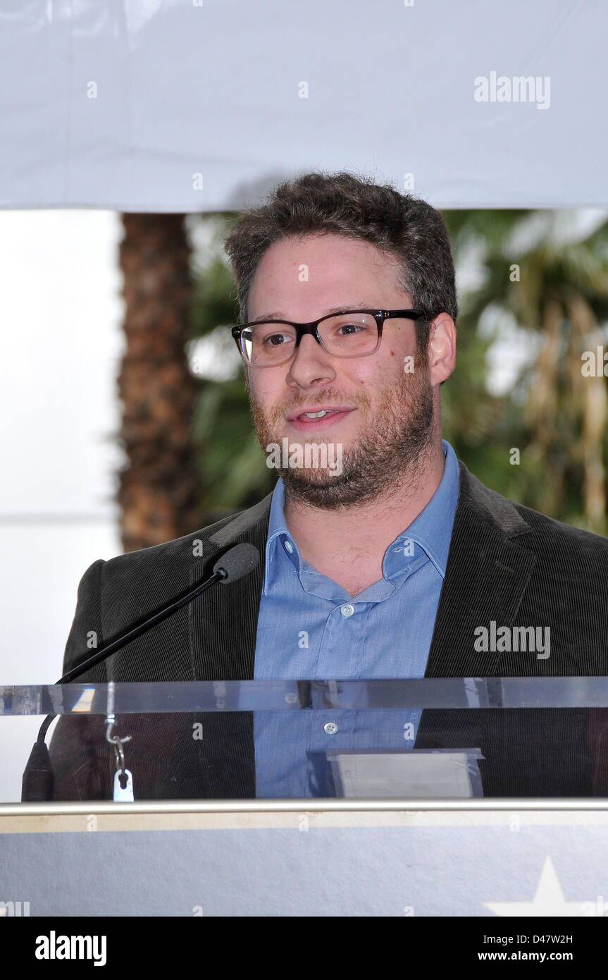 Seth Rogen at the induction ceremony for Star on the Hollywood Walk of ...