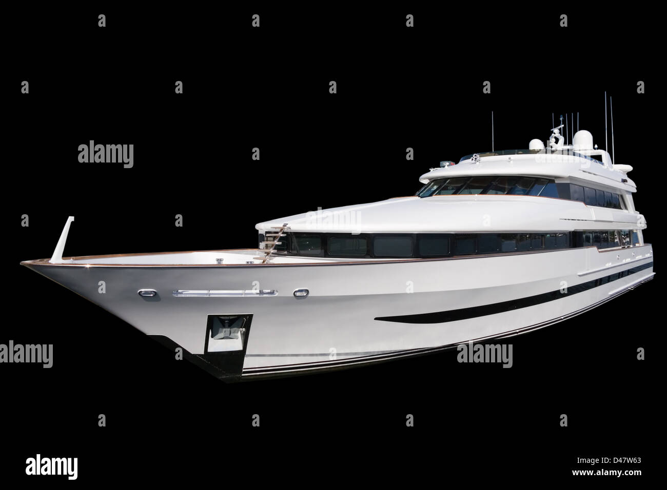Private yacht. Black Background Stock Photo - Alamy