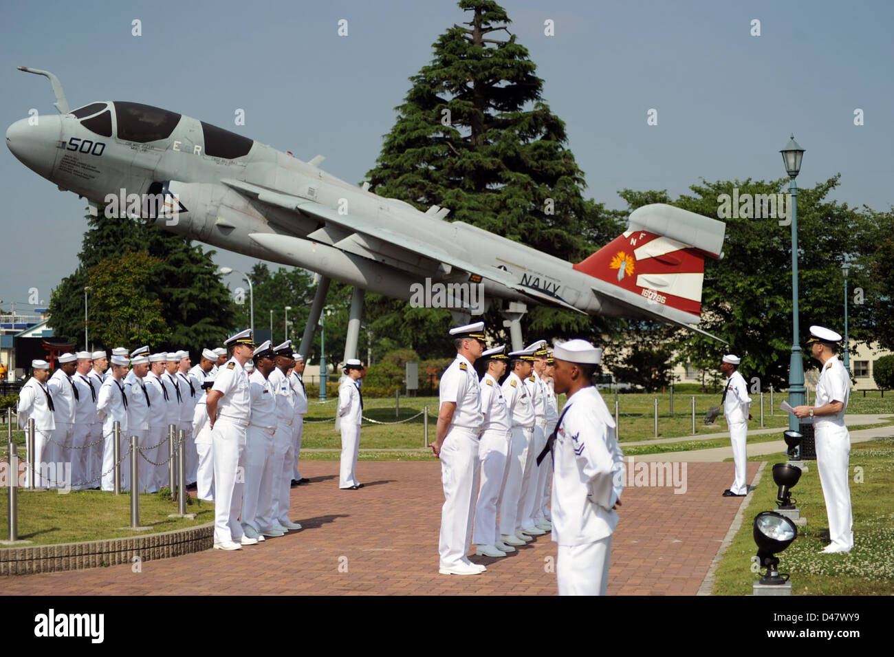 U.S Navy Sailors and the Japan Maritime Self Defense Force stand at ...