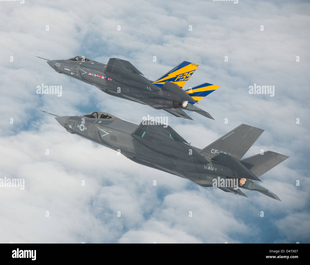 Two jets conduct a formation test flight in the Atlantic test range ...