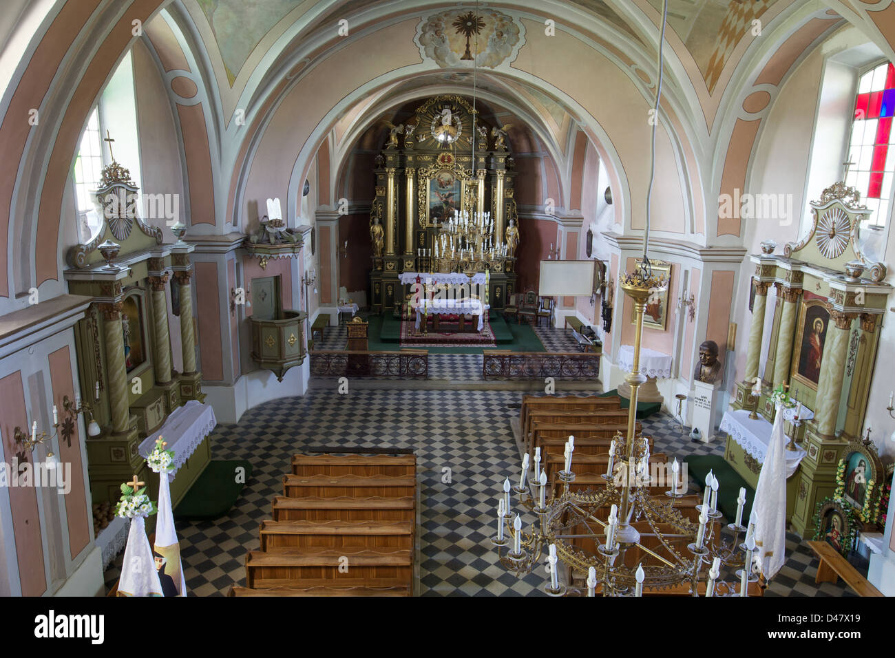 Inside of Roman Catholic Church in Plazow, Poland Stock Photo - Alamy