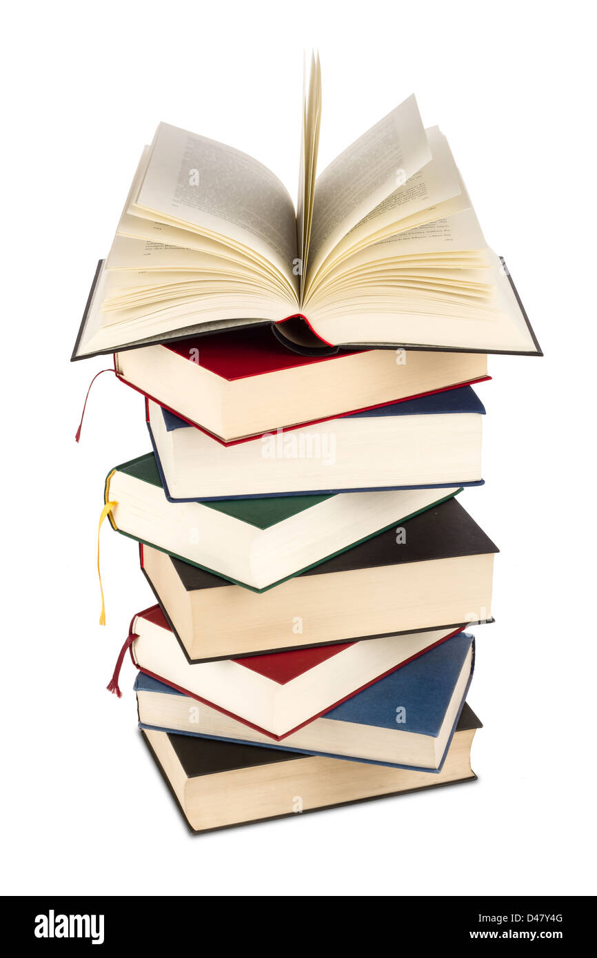high stack of books Stock Photo - Alamy