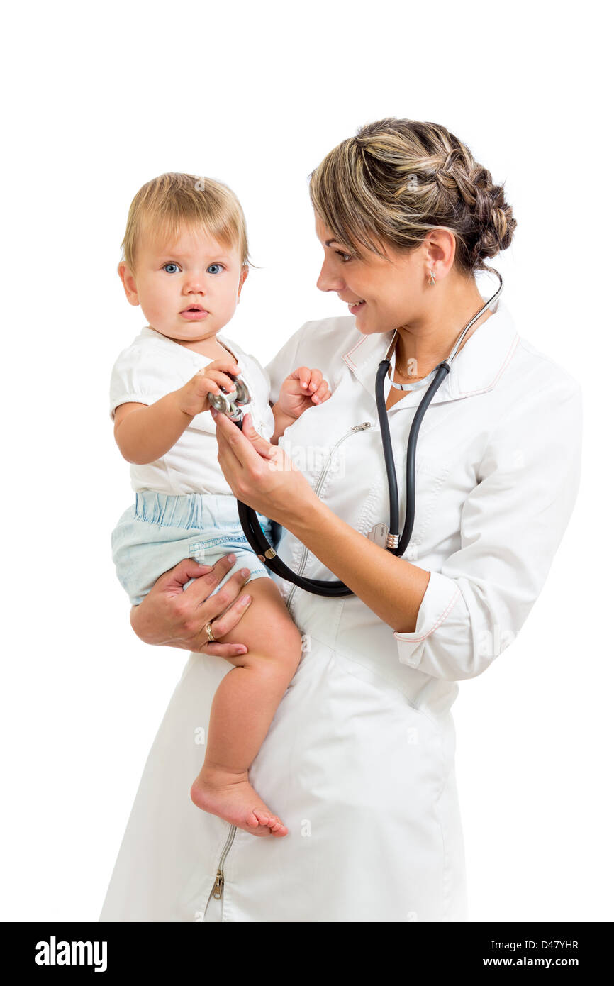 doctor holding cute baby on hands isolated on white Stock Photo - Alamy