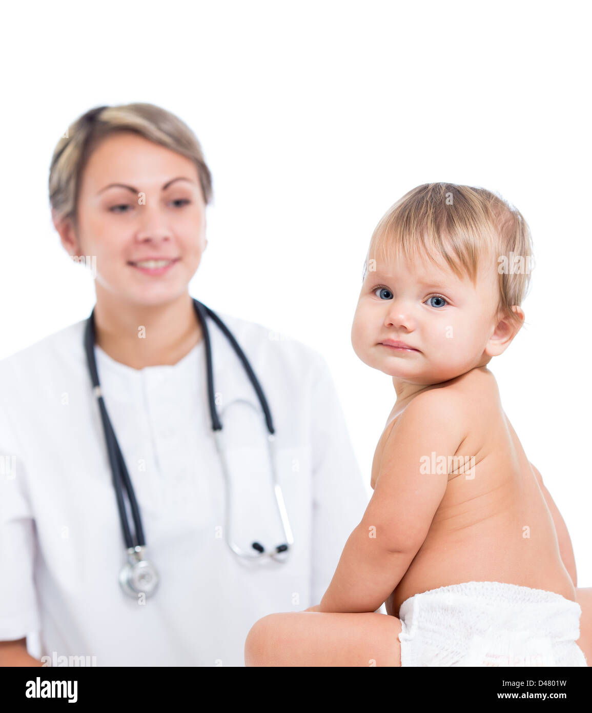 pretty baby girl and pediatrist doctor as background Stock Photo - Alamy
