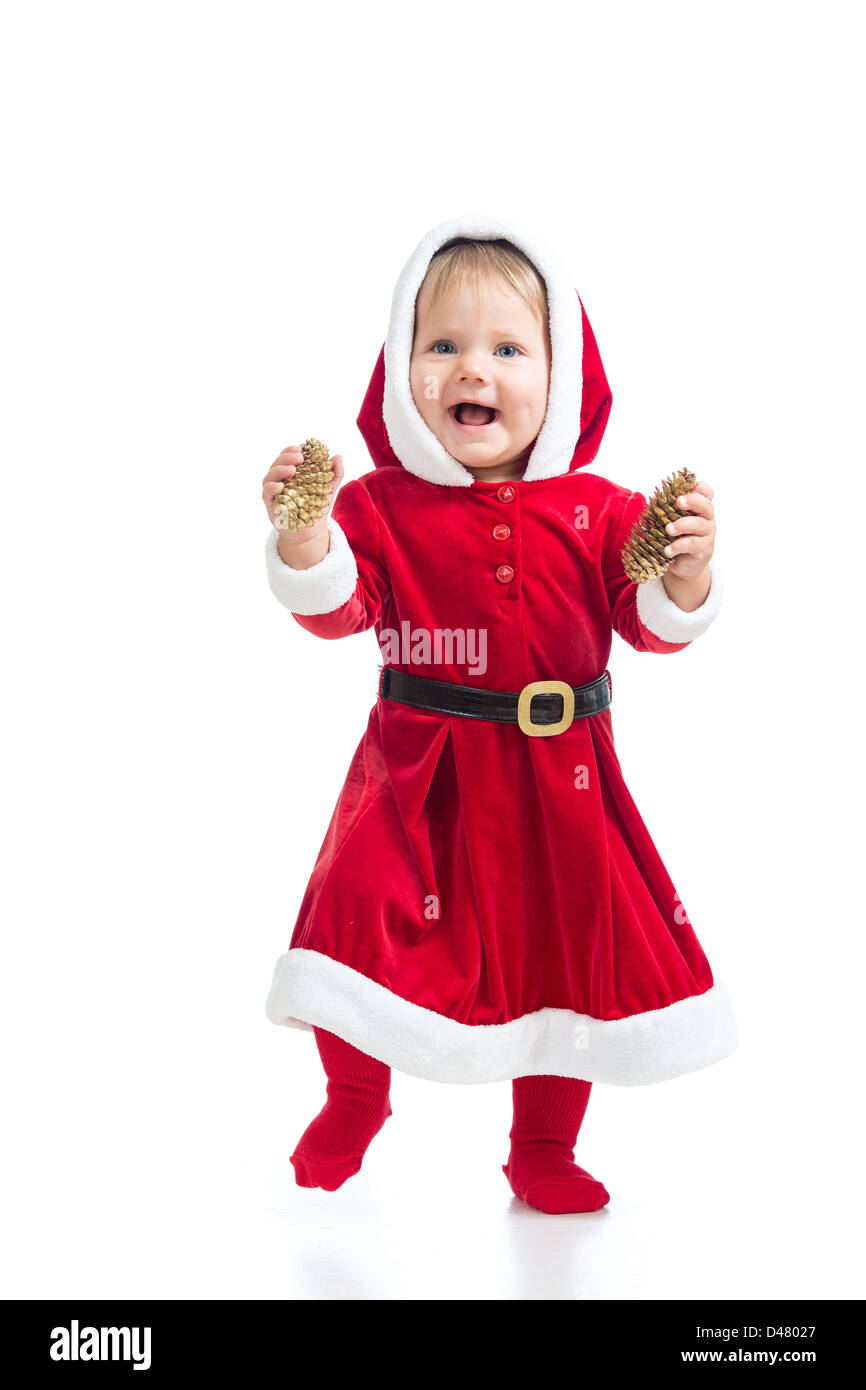 Santa Claus baby with gift box isolated on white background Stock Photo ...