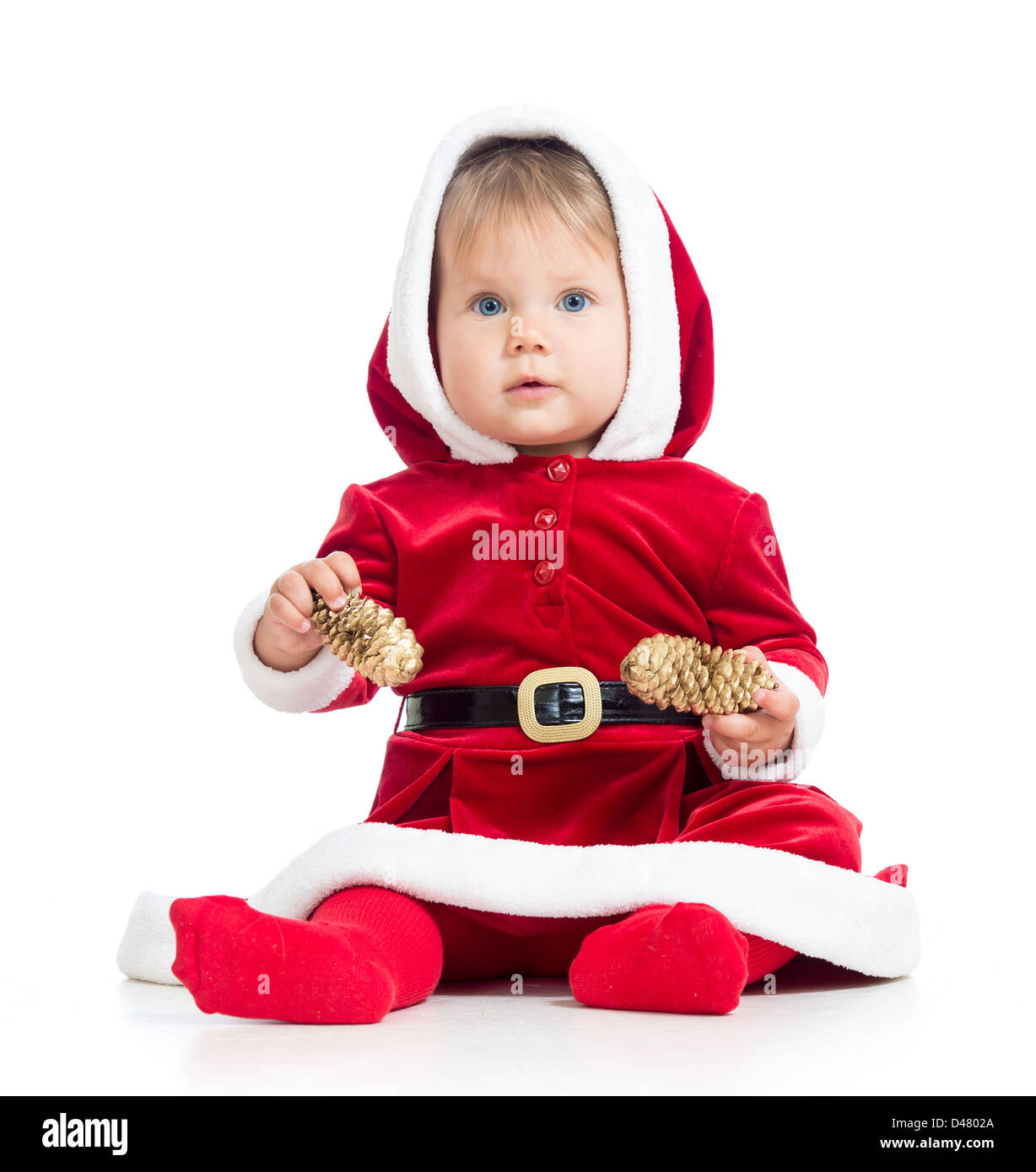 Santa Claus baby girl isolated on white background Stock Photo - Alamy