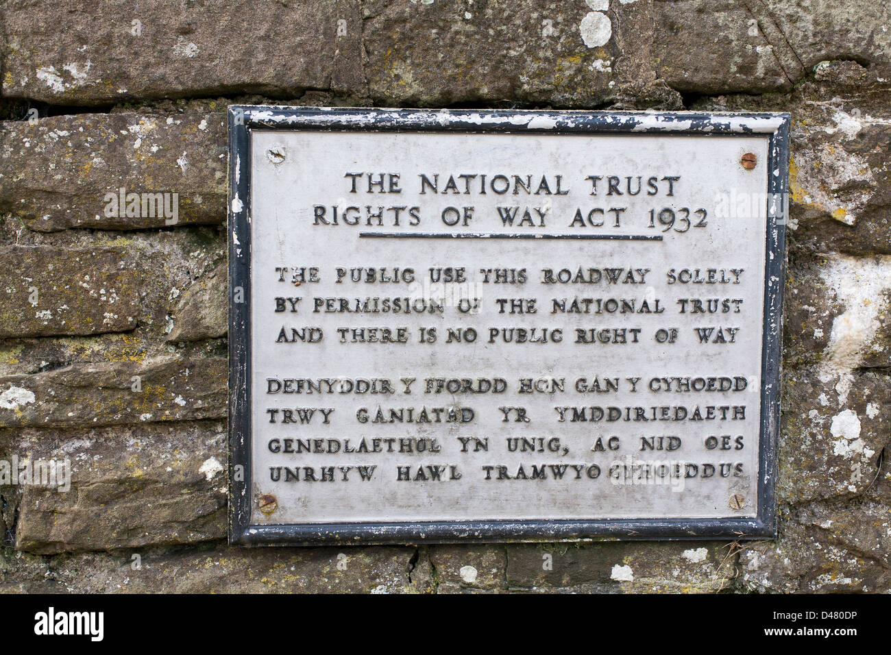 A plaque states the National Trust rights of way act 1932 in English ...